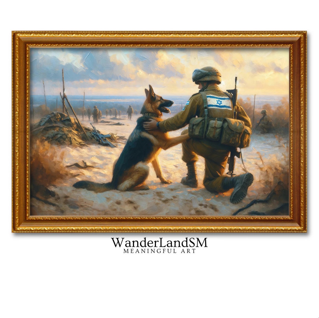 IDF Dog and Soldier Painting Digital Download, Israel Army Dog Print ...