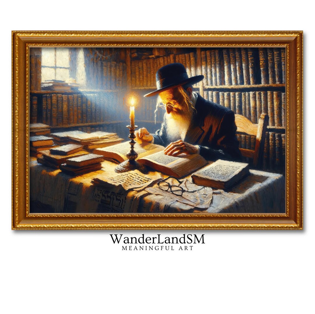 Judaica Painting Digital Download Rabbi Torah Learning Print Modern ...