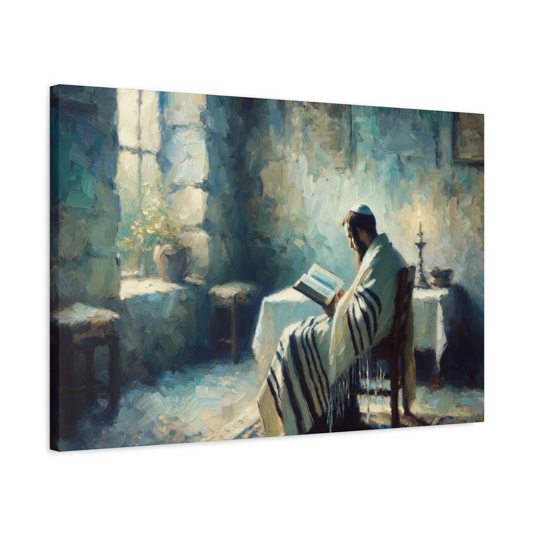 Jewish Prayer Painting Canvas, Judaica Wall Art Canvas Print Gift ...