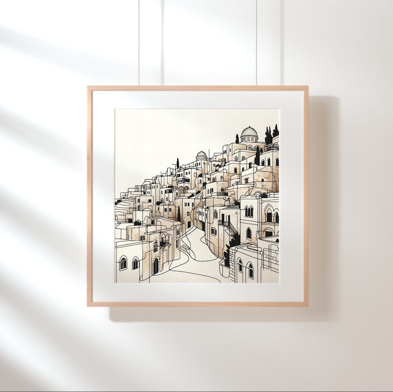 Jerusalem Line Art Digital Download, Jerusalem Old City Poster ...