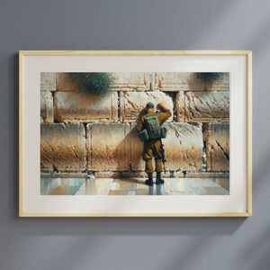 IDF Soldier Praying at the Kotel Painting Digital Download, Western ...
