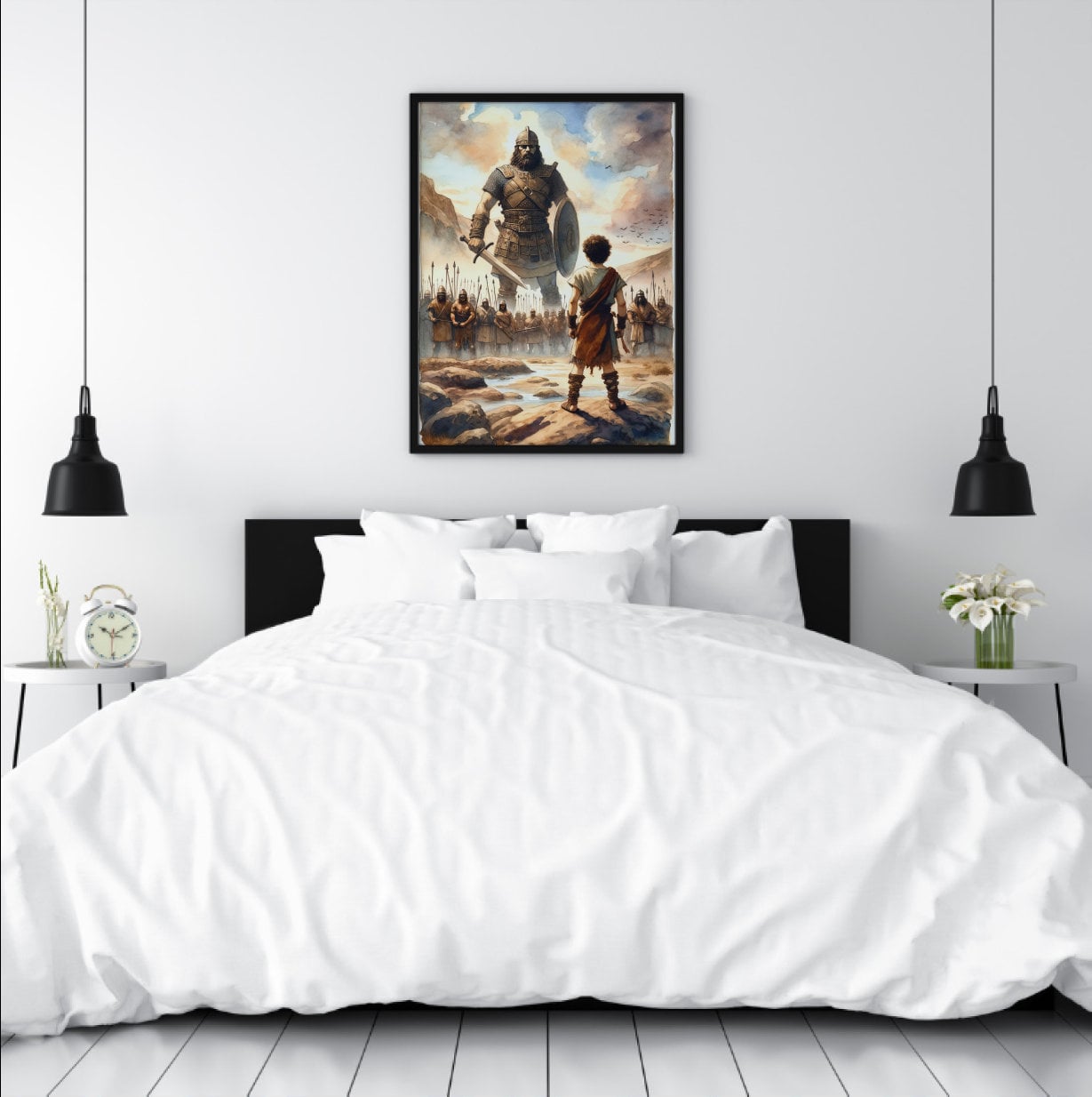 David and Goliath Wall Art Digital Download Bible Watercolor Painting ...