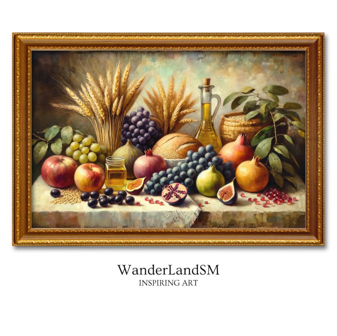 Vintage 7 Species Painting Digital Download, Land of Israel Fruits ...