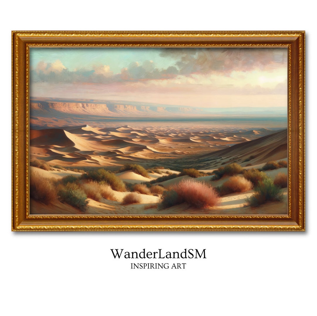 Vintage Israel Painting Digital Print, Negev Desert Printable Wall Art ...