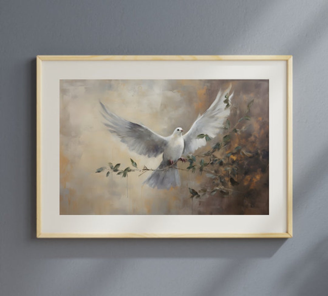 Peace Wall Art Gift Digital Print, Dove Olive Tree Branch Downloadable ...