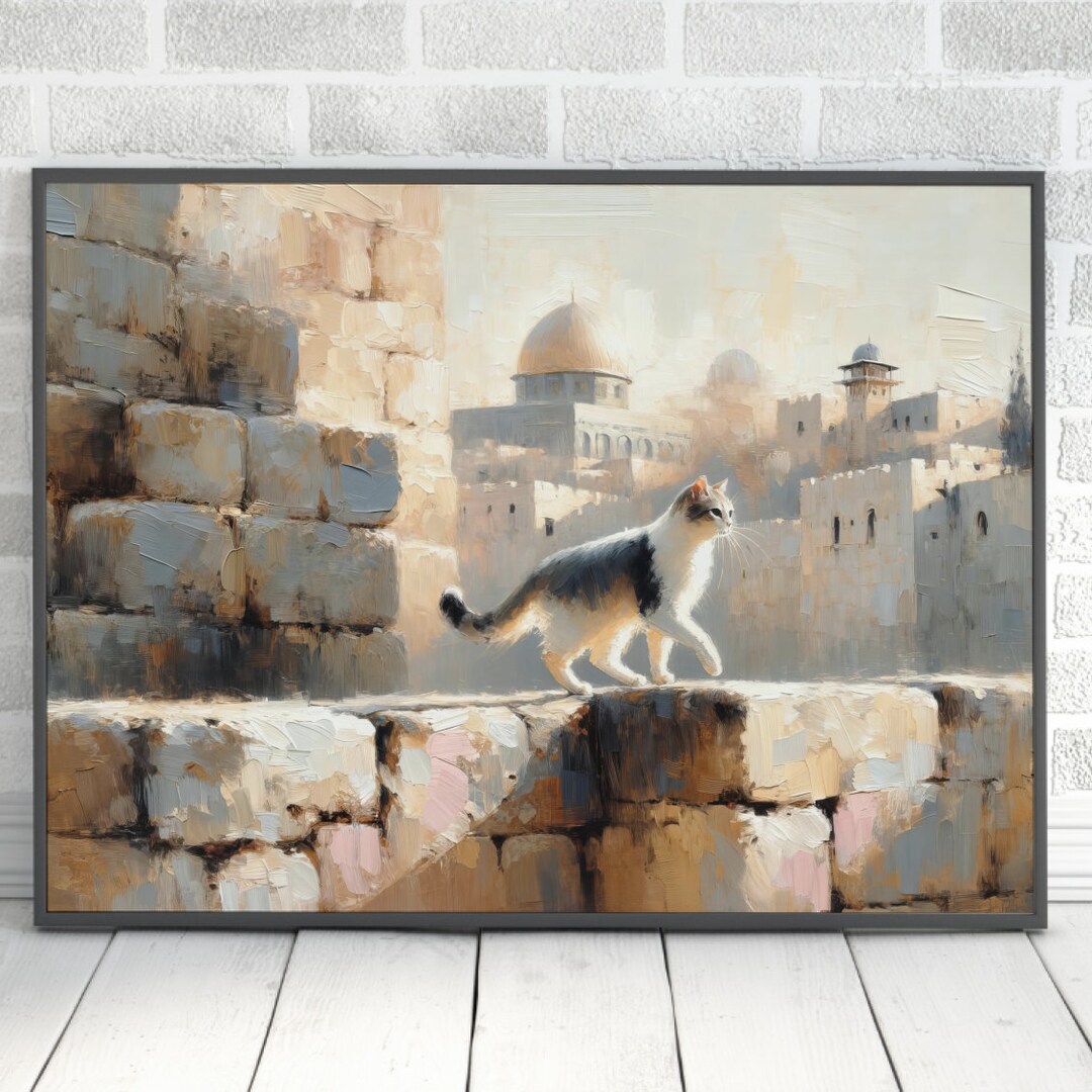 Jerusalem Cat Painting Digital Download, Old City Art Print Judaica ...