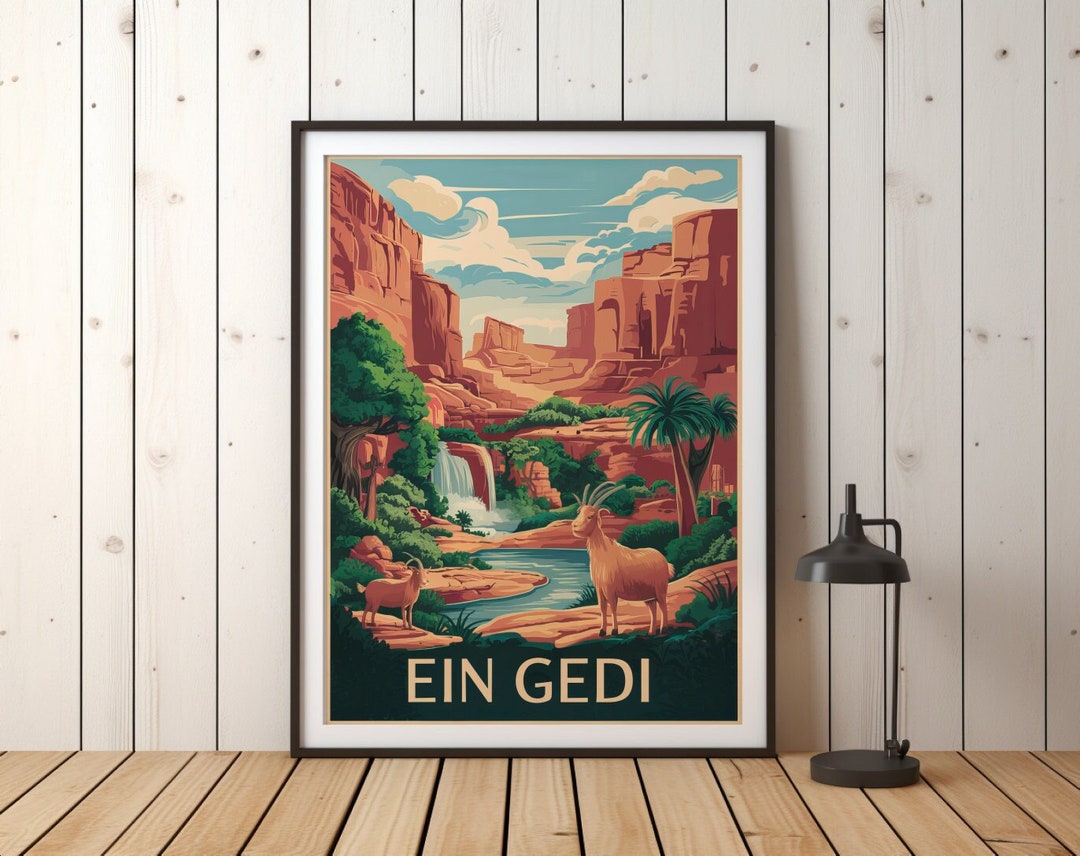 Israel Travel Poster Digital Download, Retro Style Ein Gedi Travel ...