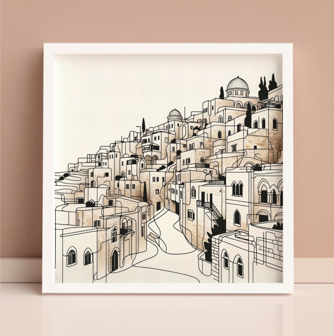 Jerusalem Line Art Digital Download, Jerusalem Old City Poster ...