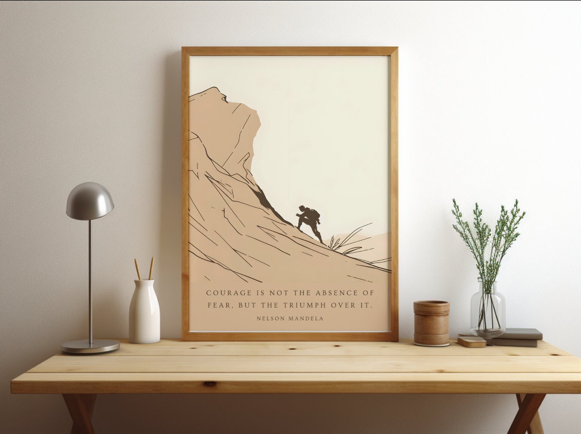 Nelson Mandela Quote Poster Digital Print, Courage is Not the Absence ...