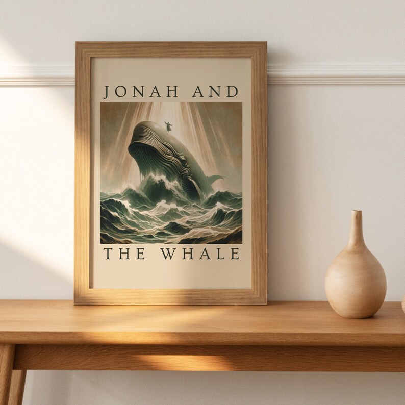 Bible Story Wall Art Digital Print Jonah and the Whale Wall Art ...