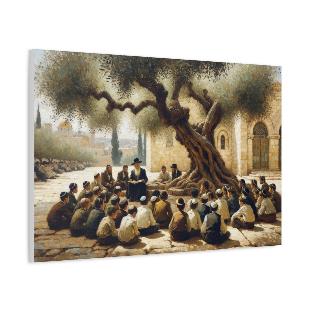 Children Learning Painting Canvas, Jerusalem Olive Tree Painting ...