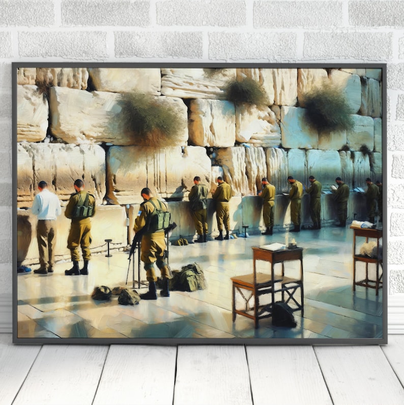 IDF Soldiers Praying at the Kotel Painting Digital Download, Western ...