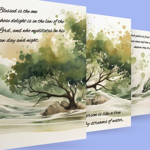 Psalm 1 Printable Set of 3, Bible Verse Inspiring Modern Wall Art Decor ...