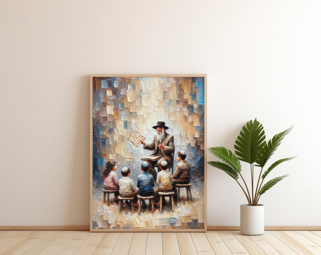 Telling Passover Story Painting Digital Download Pesach Jewish Wall Art ...