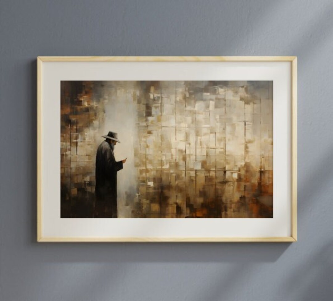 Rabbi Painting Digital Download, Rav Praying Kotel Wall Art, Jewish ...