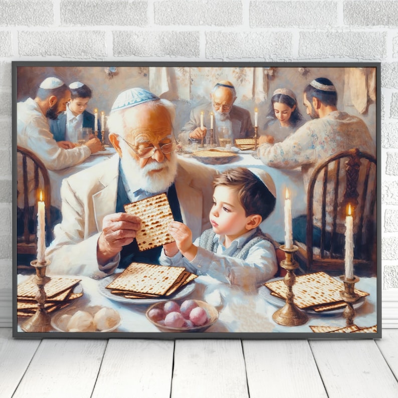 Telling the Passover Story Painting Digital Download Judaica Art Print ...