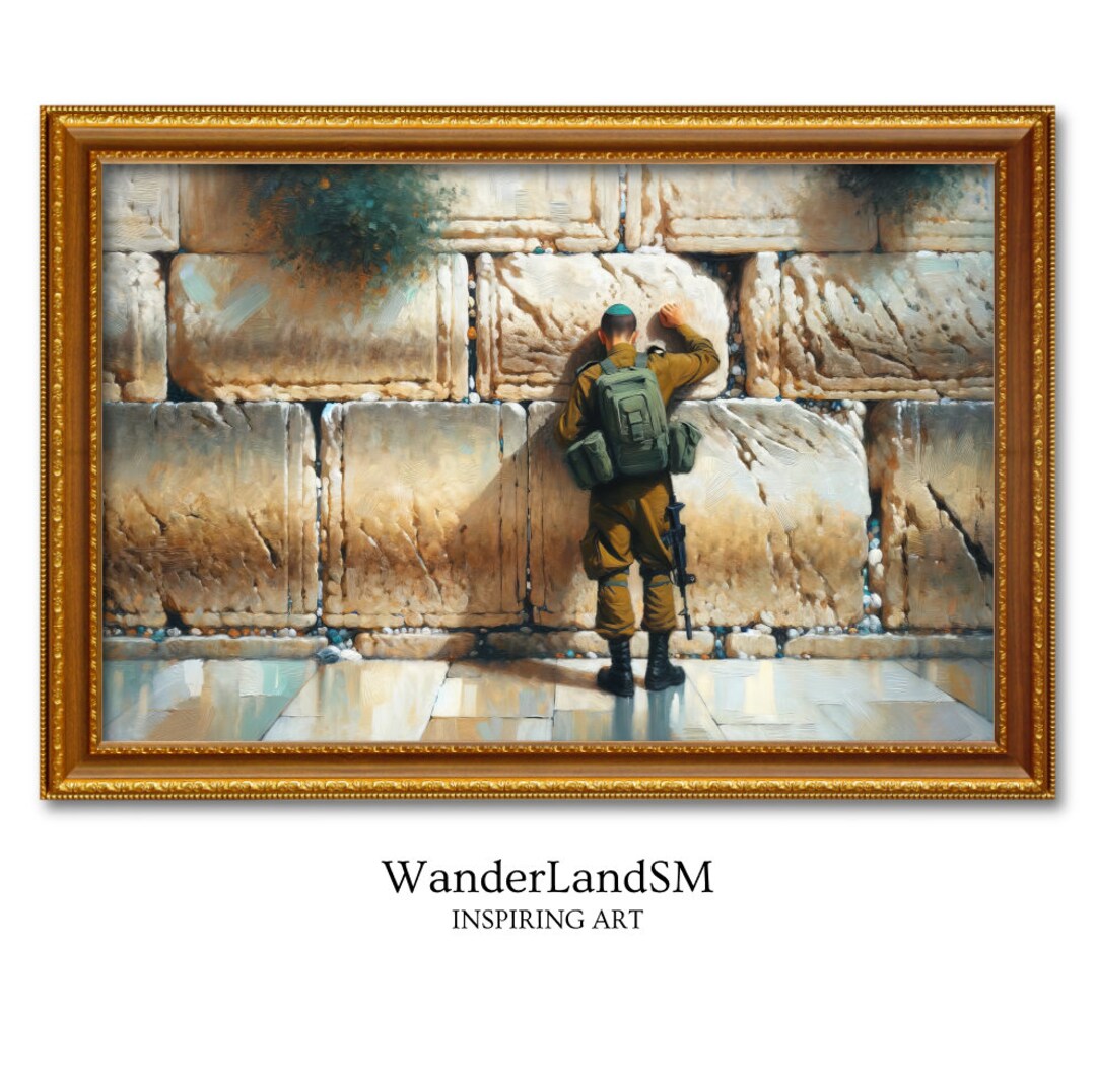 IDF Soldier Praying at the Kotel Painting Digital Download, Western ...