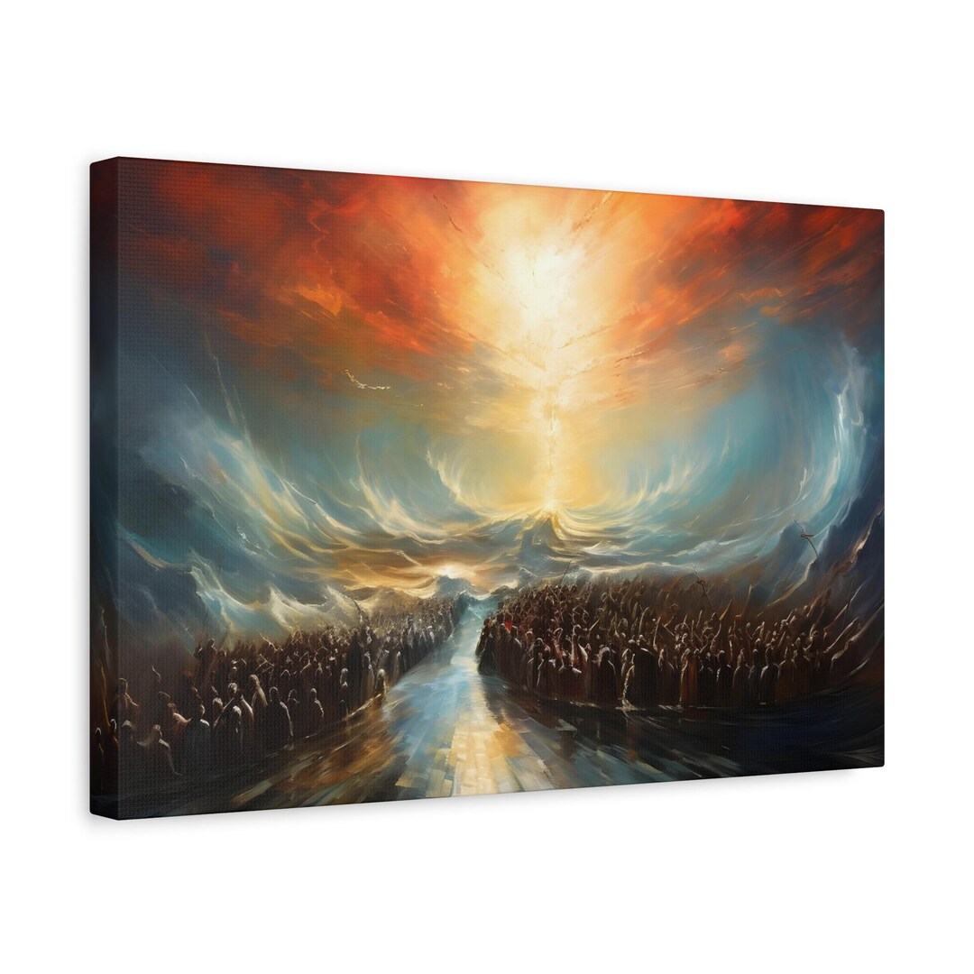 Moses Parting the Red Sea Painting Canvas, Exodus Canvas, Scripture ...