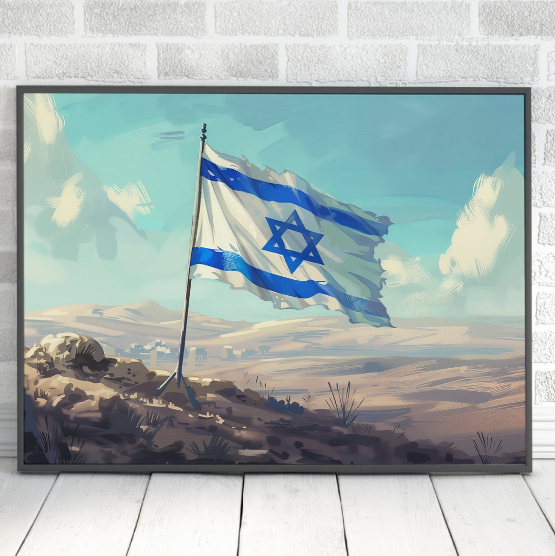 Am Israel Chai Painting Digital Download Israel Flag Wall Art Home ...