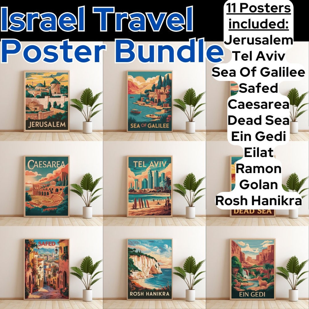 11 Israel Travel Posters Bundle Digital Download, Retro Style Israel ...