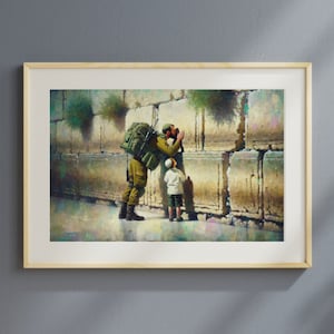 IDF Soldier Kotel Painting Digital Download, Western Wall IDF With Kid ...