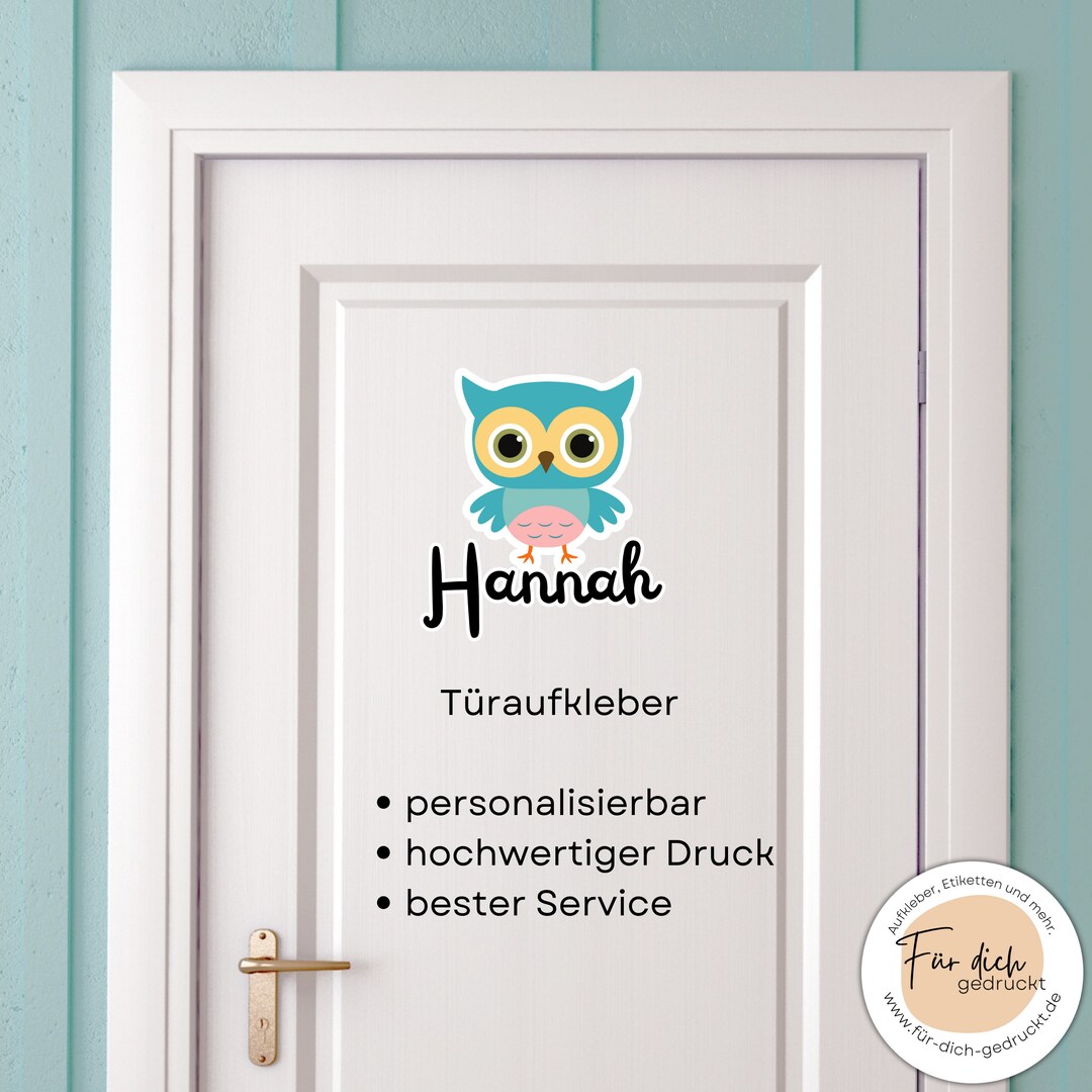 Door Sticker / Door Sign Owl Customizable With Name for the Children's ...