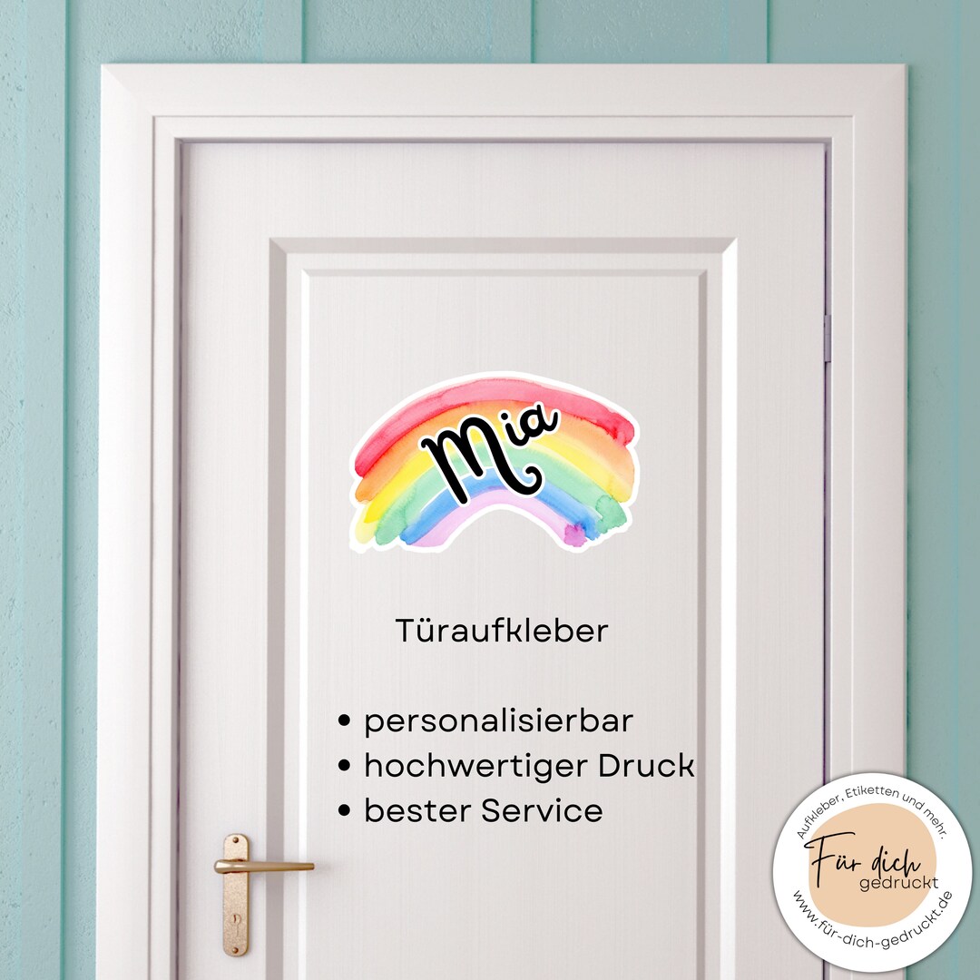 Door Sticker / Door Sign Rainbow Customizable With Name for the ...