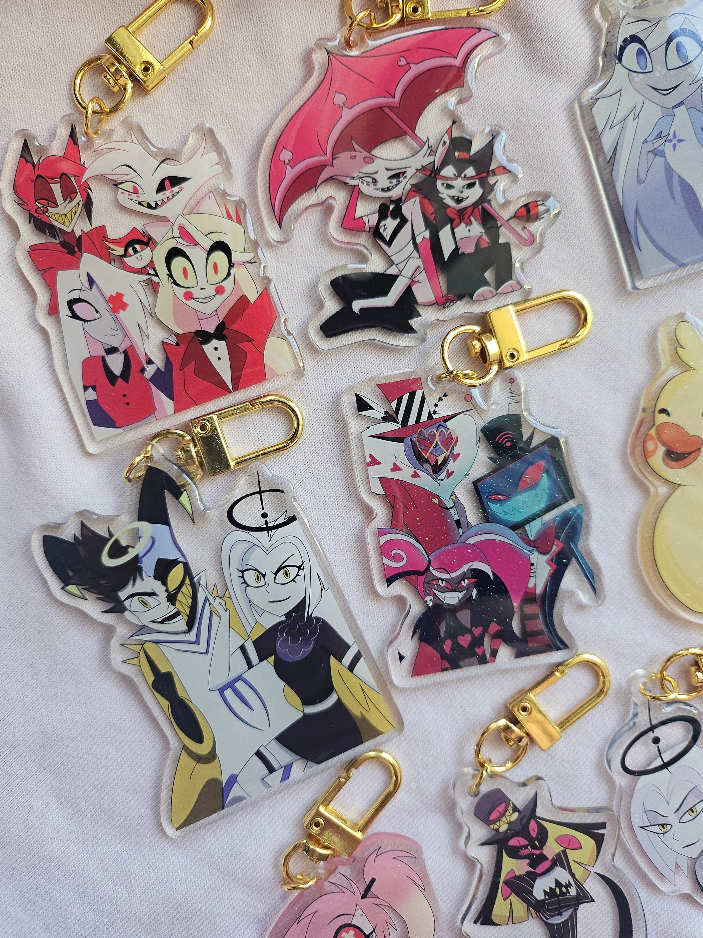 Cute Keychains Hazbin Hotel Helluva Boss Angel Dust Husk Allastor Loona ...