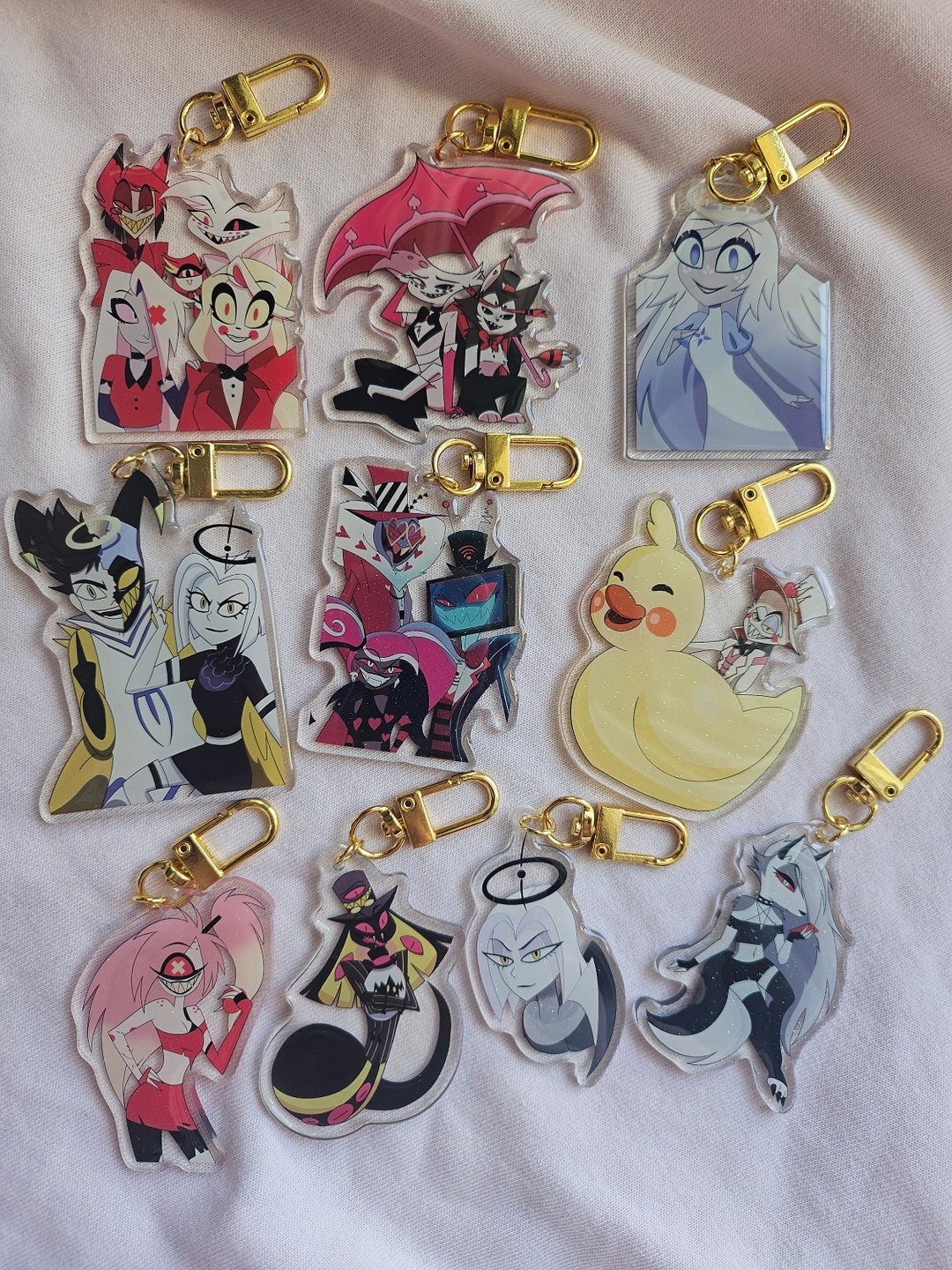 Cute Keychains Hazbin Hotel Helluva Boss Angel Dust Husk Allastor Loona ...