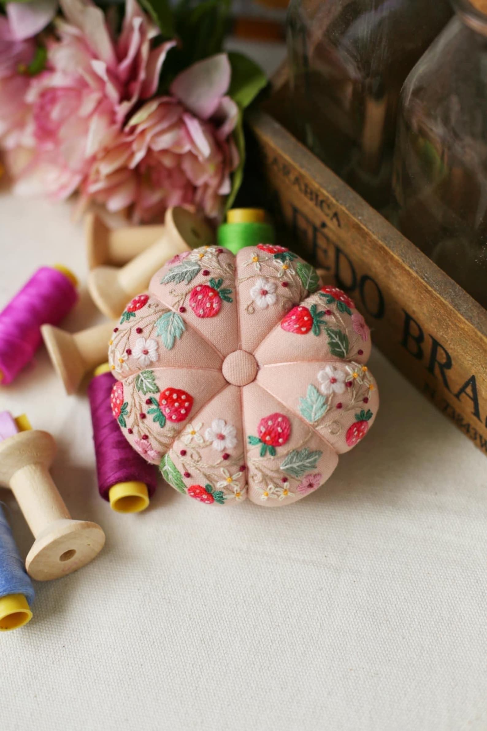 Handmade Embroidered Pumpkin Pin Cushion: Seasonal Sewing Decor - Etsy