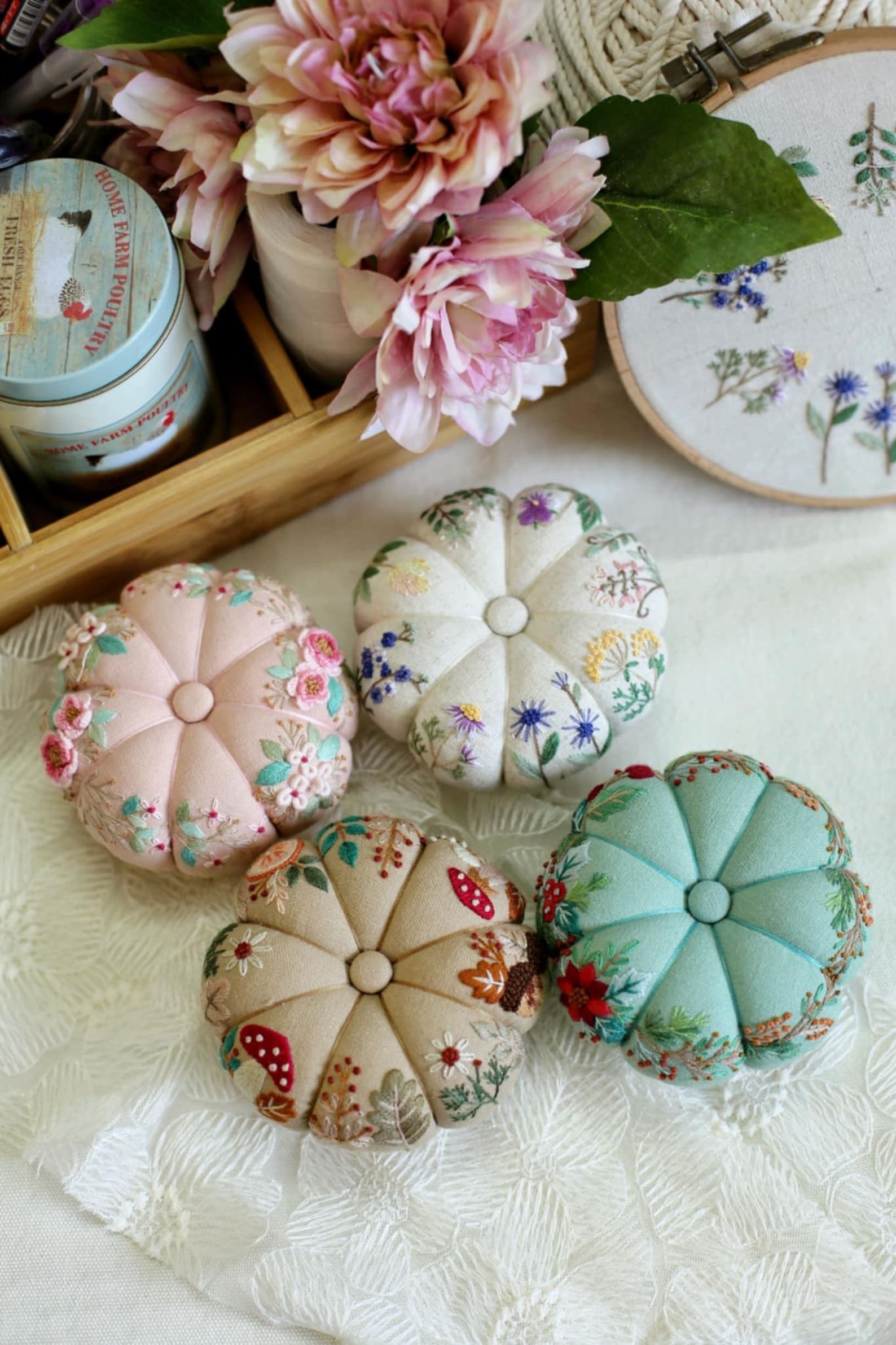 Handmade Embroidered Pumpkin Pin Cushion: Seasonal Sewing Decor - Etsy