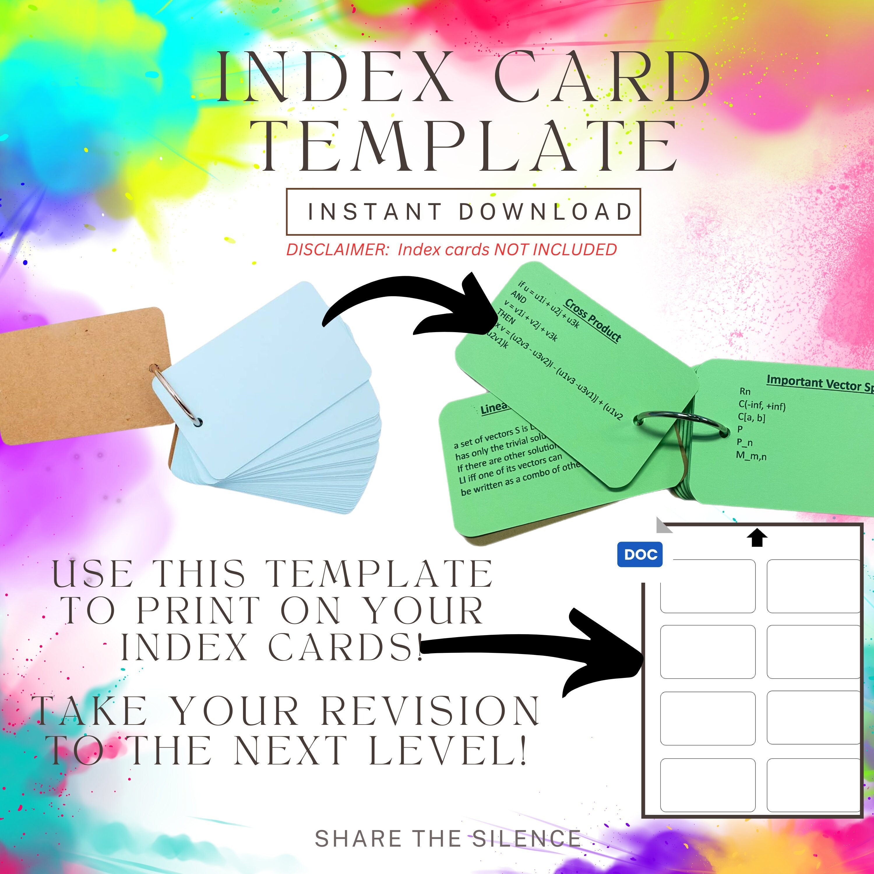 REVISION CARD TEMPLATE Digital Download Cards Not Included - Etsy
