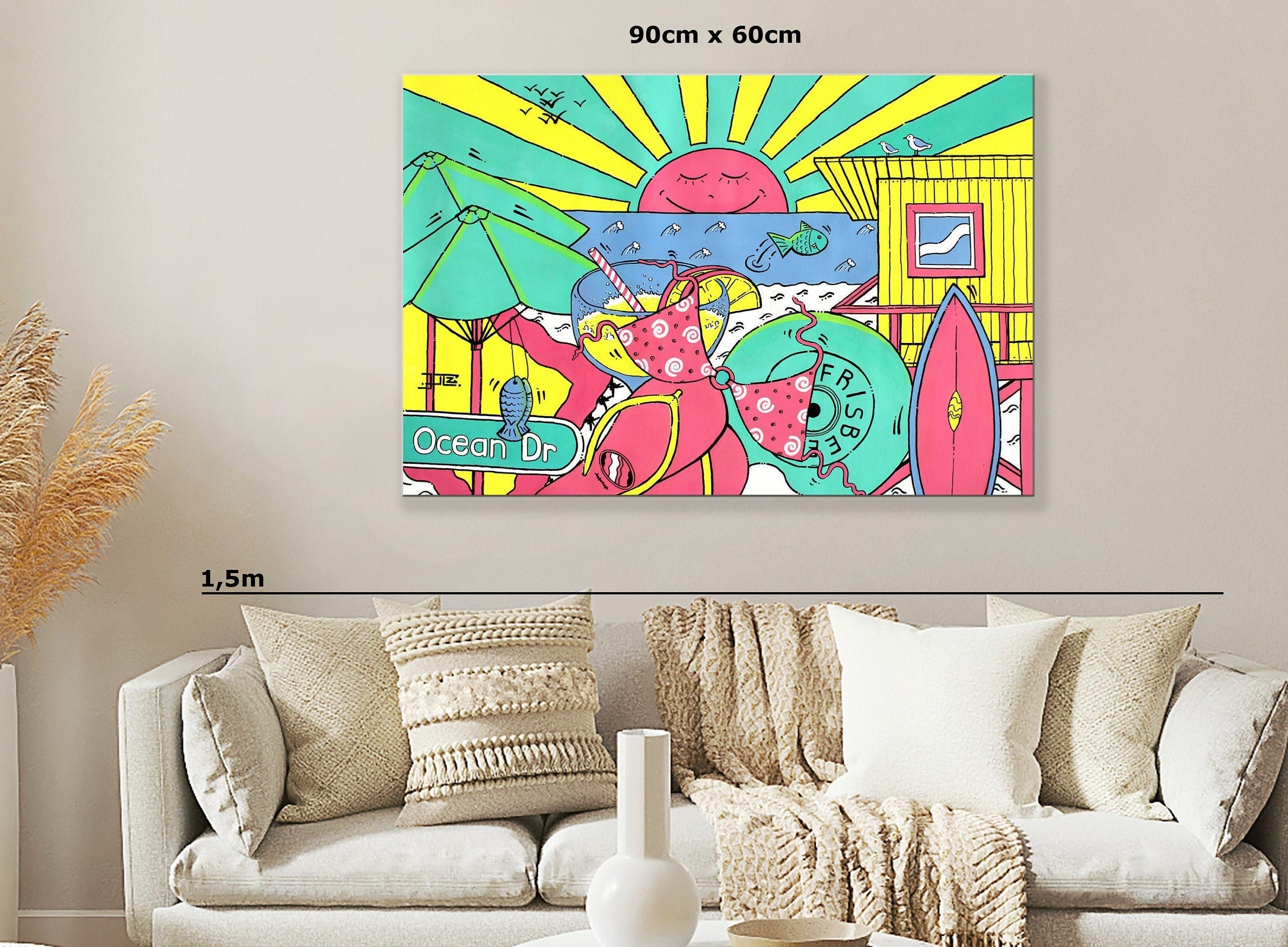 Miami Beach, Street Art, Sunset, Sundowner, Picture on Canvas ...
