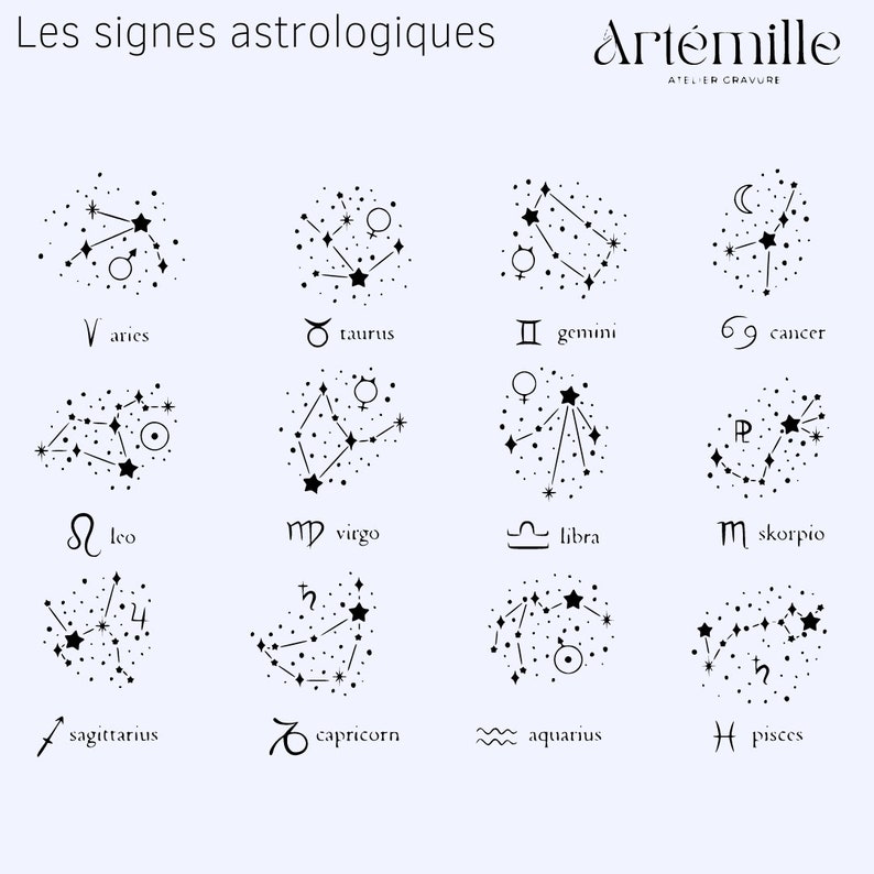 Personalized Zodiac Sign Necklace With Round Medals to Engrave - Women ...