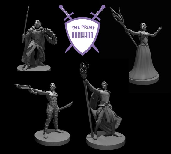 NPC Adventurer Drow Drow Fighter Mage Rogue for 28mm RPG - Etsy