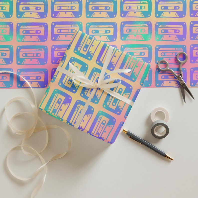 Retro Style, 80s Aesthetic, Wrapping Paper Sheets - Etsy