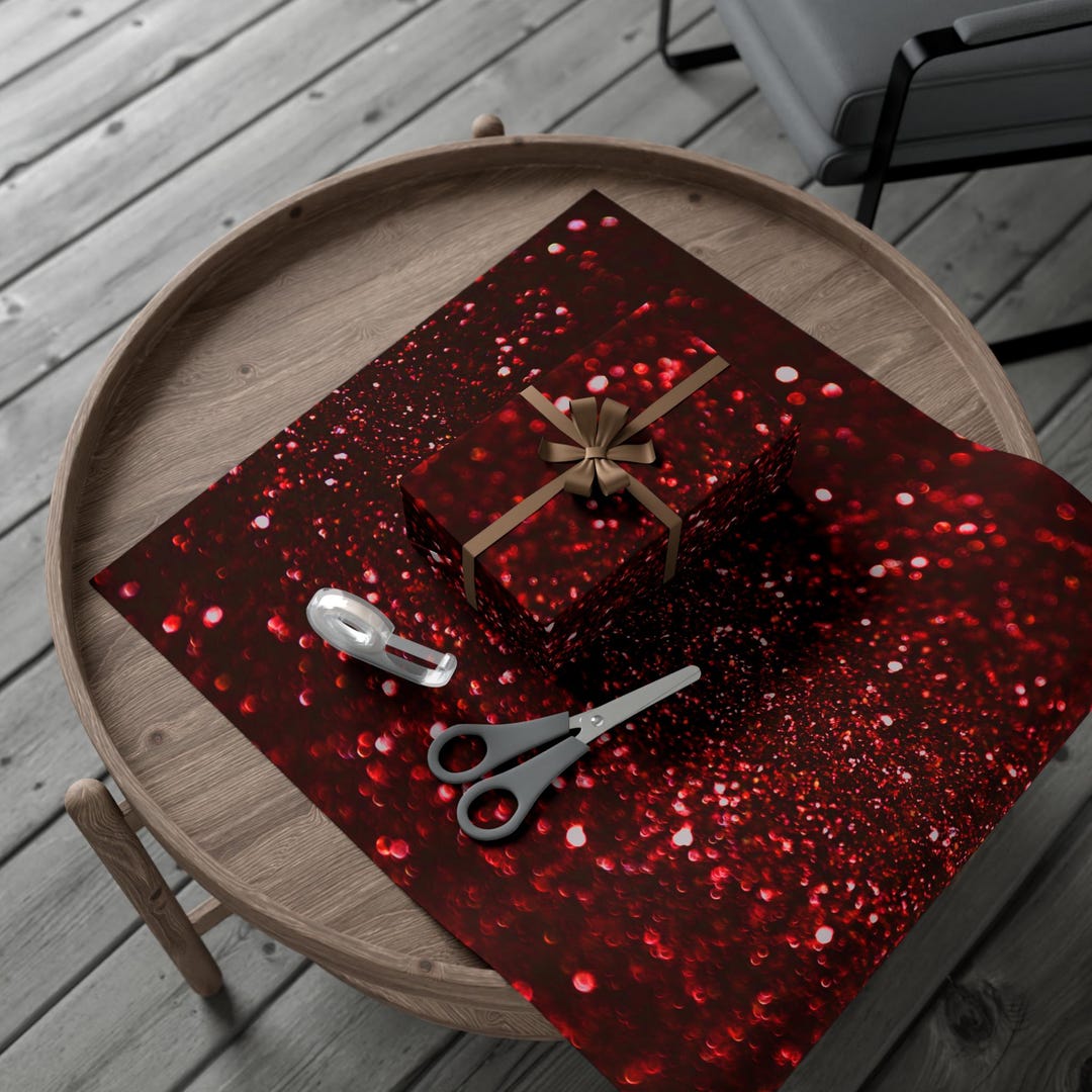 Wrapping Paper, Christmas Red Wine Sparkle Glitter Gift Wrap, Holiday ...