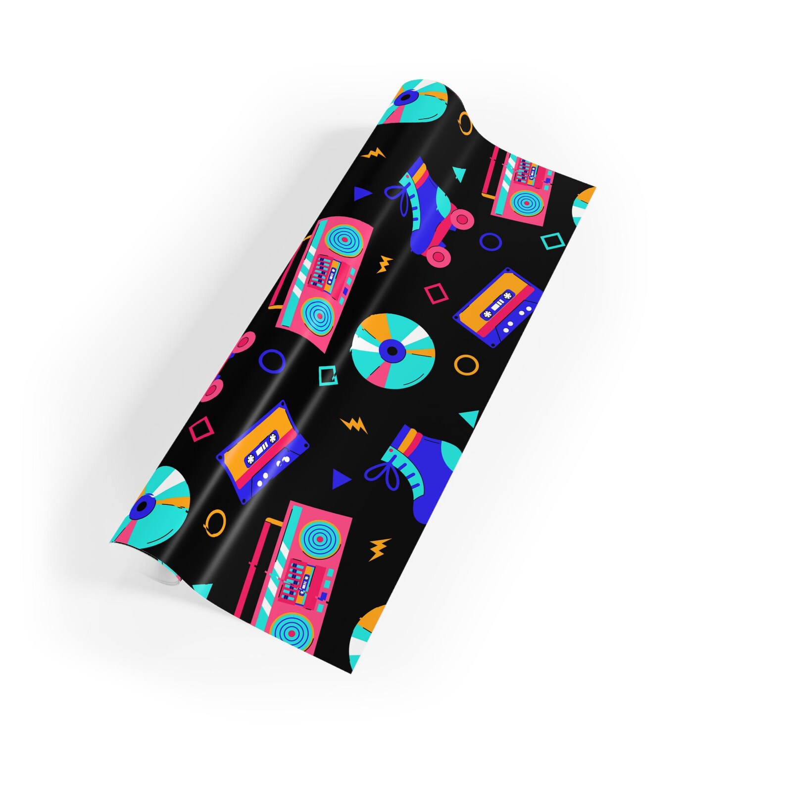 Wrapping Paper, 80s 90s Retro Design Christmas Gift Wrap Roll, Holiday ...