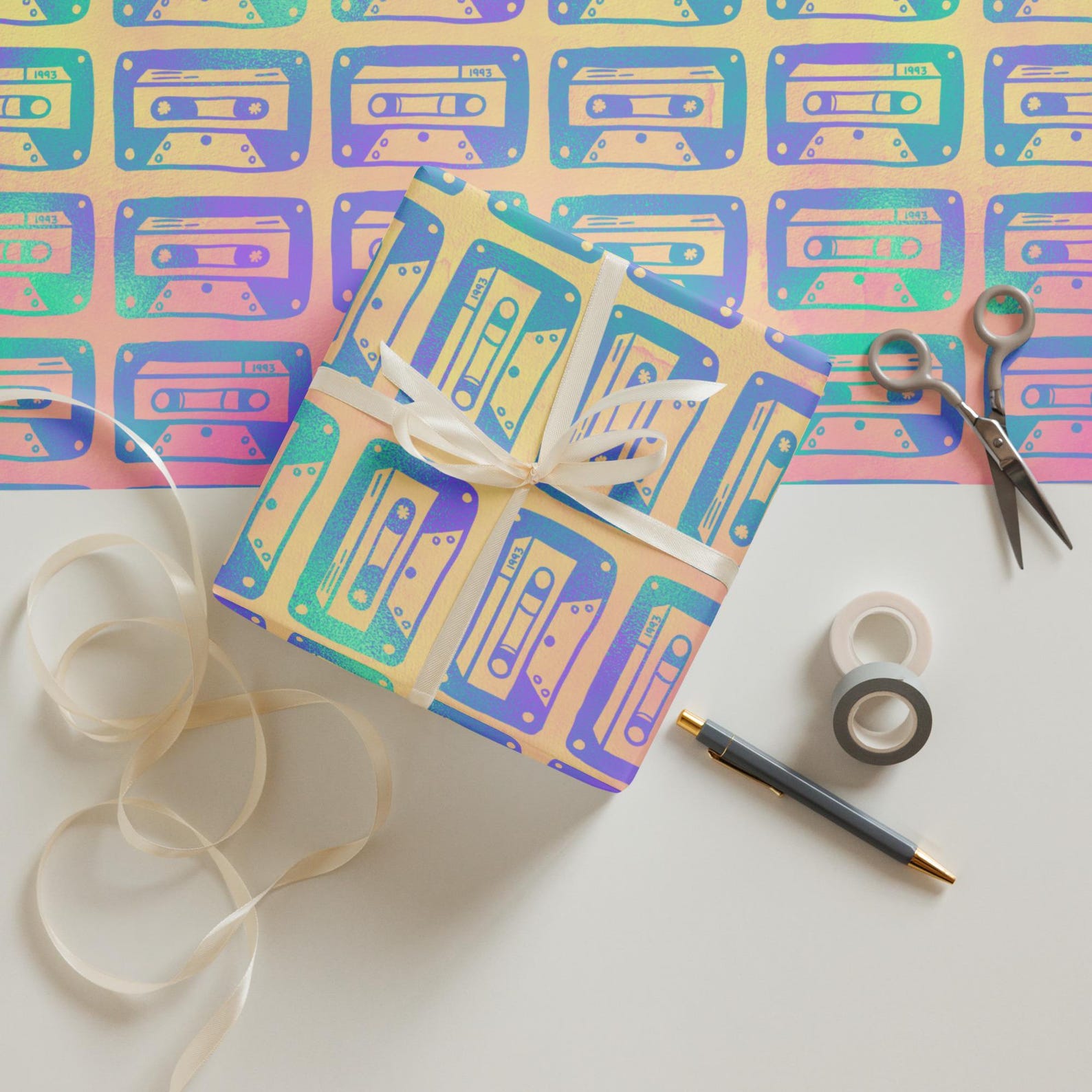 Retro Style, 80s Aesthetic, Wrapping Paper Sheets - Etsy