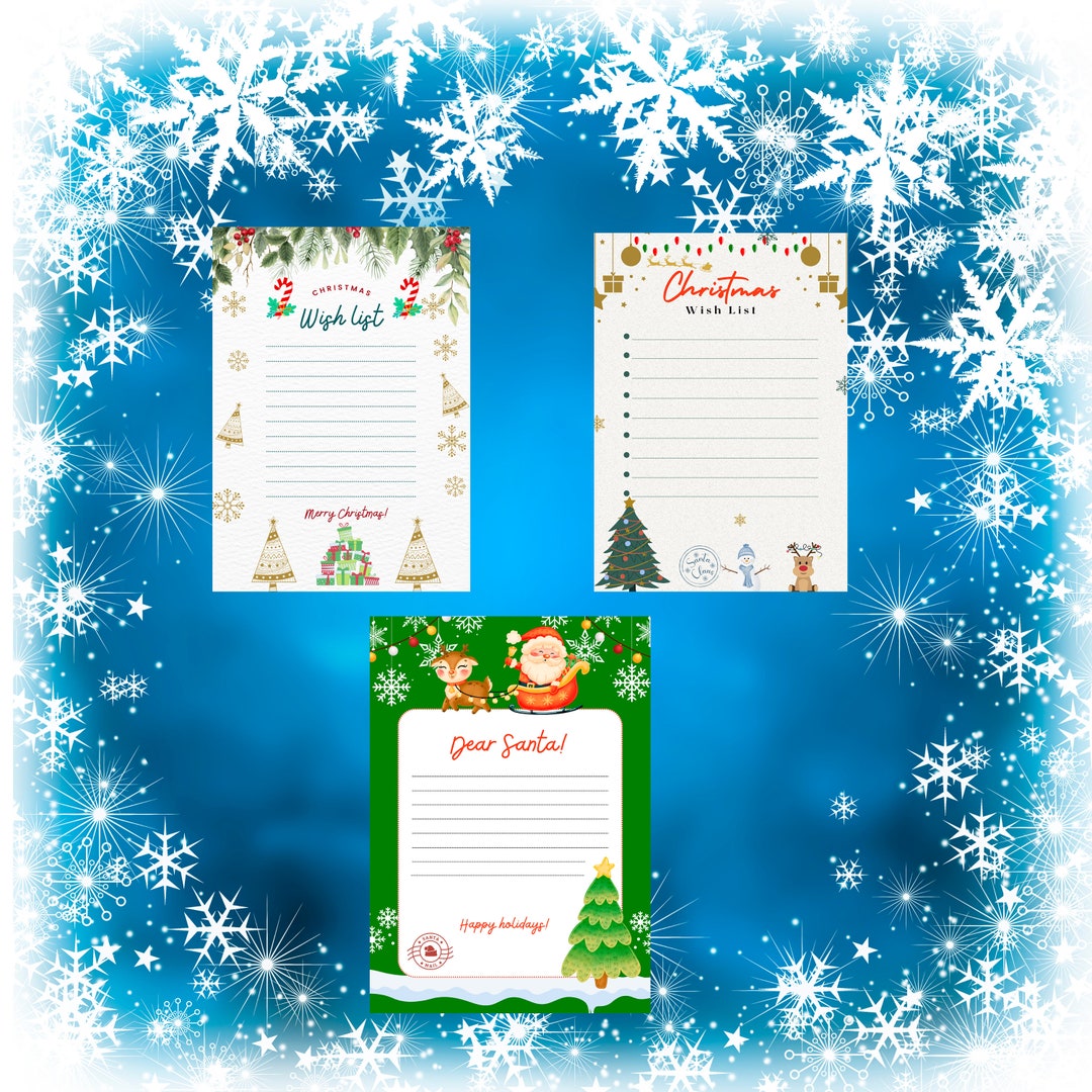 Three Downloadable Santa Letters Template Wish List for Children ...