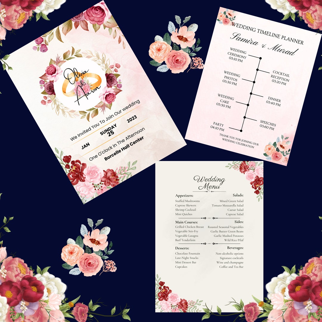 Bundle Digital Editable Muslim Wedding Invitation Template, Timeline ...