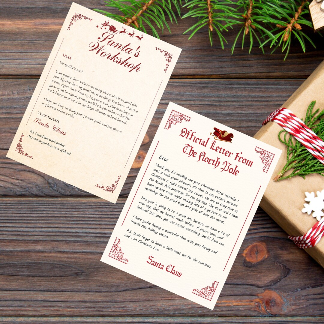 Two Downloadable Santa Letters Template Wish Letter Traditional Letter ...