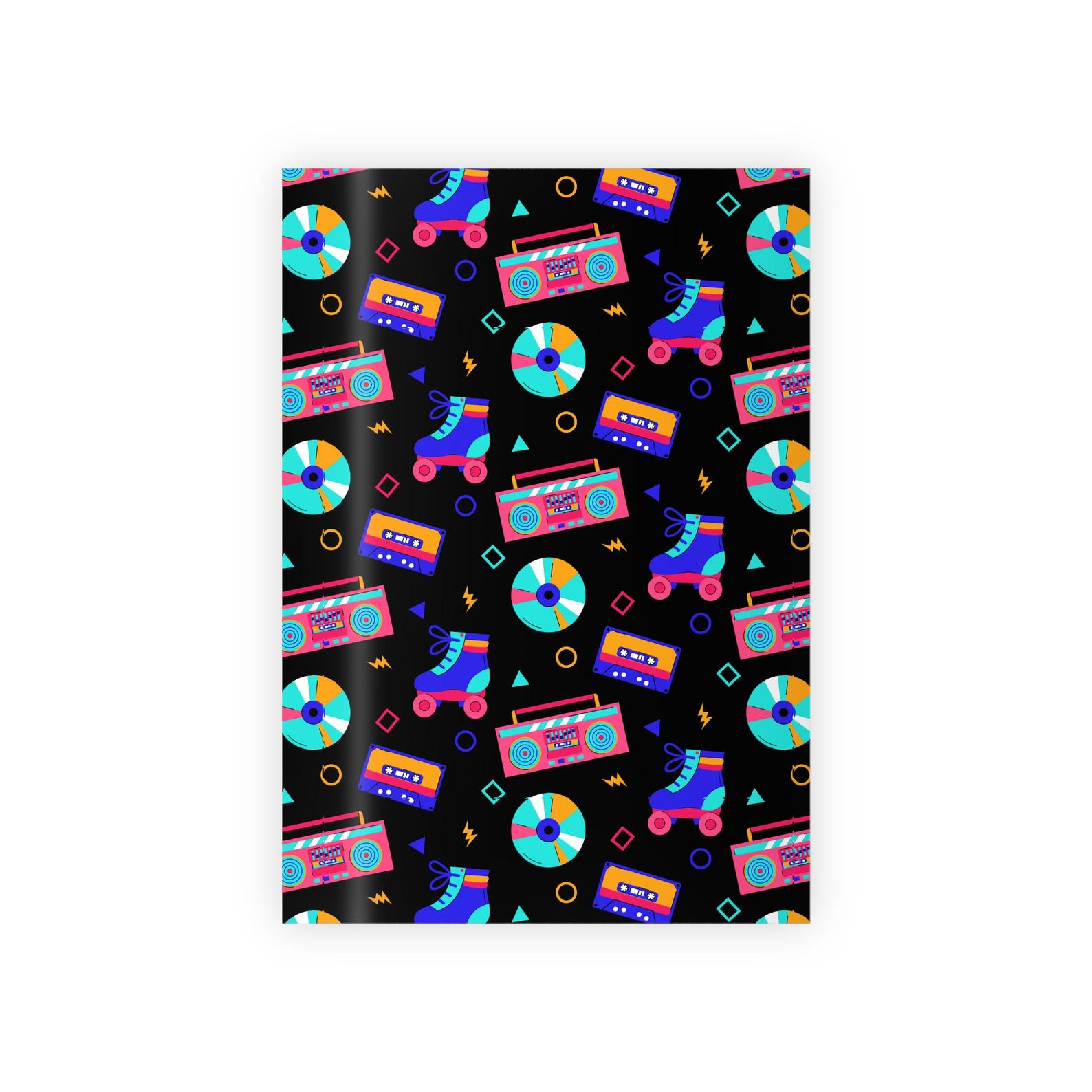 Wrapping Paper, 80s 90s Retro Design Christmas Gift Wrap Roll, Holiday ...