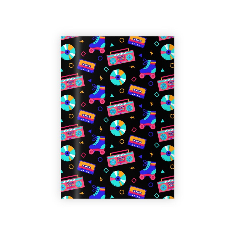 Wrapping Paper, 80s 90s Retro Design Christmas Gift Wrap Roll, Holiday ...