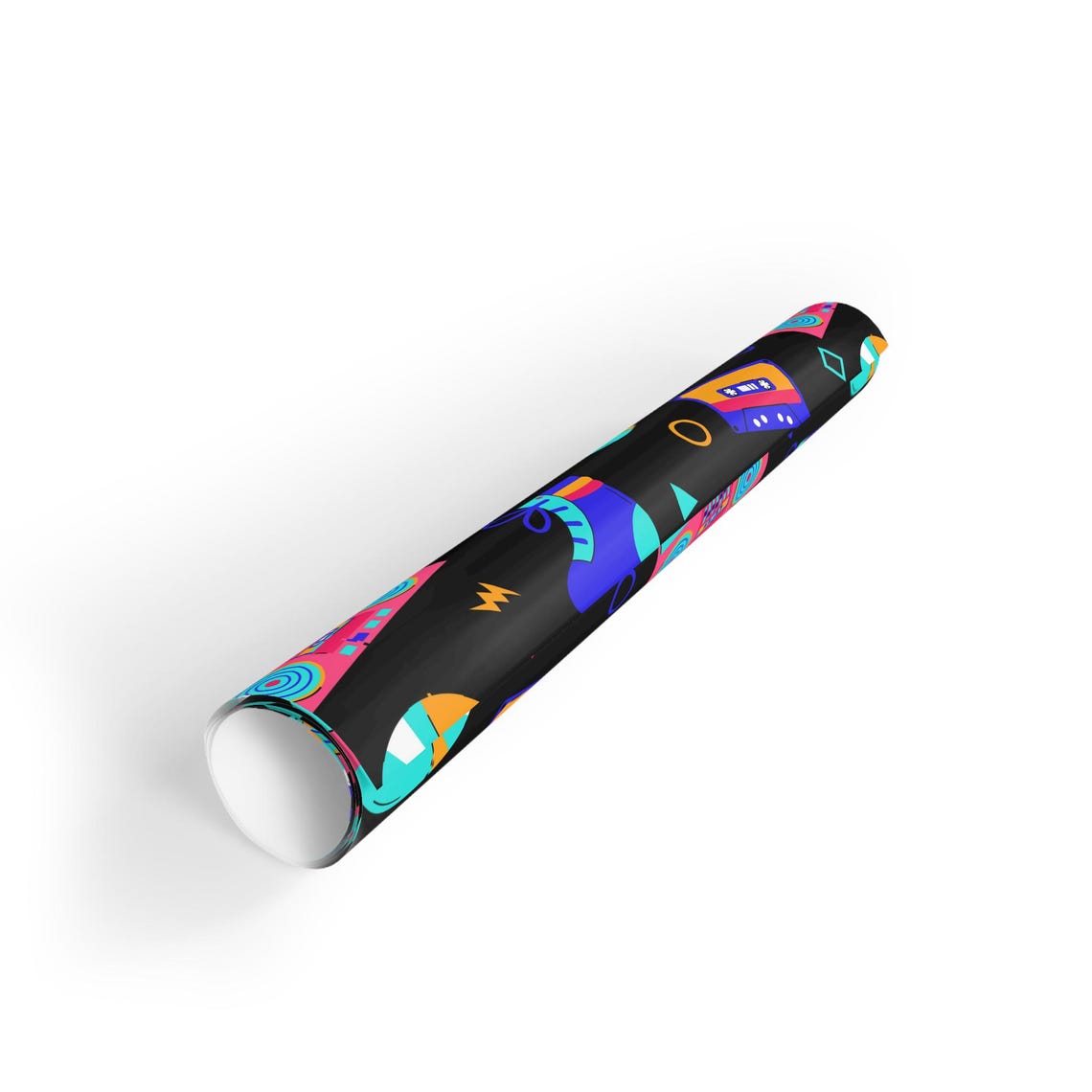Wrapping Paper, 80s 90s Retro Design Christmas Gift Wrap Roll, Holiday ...