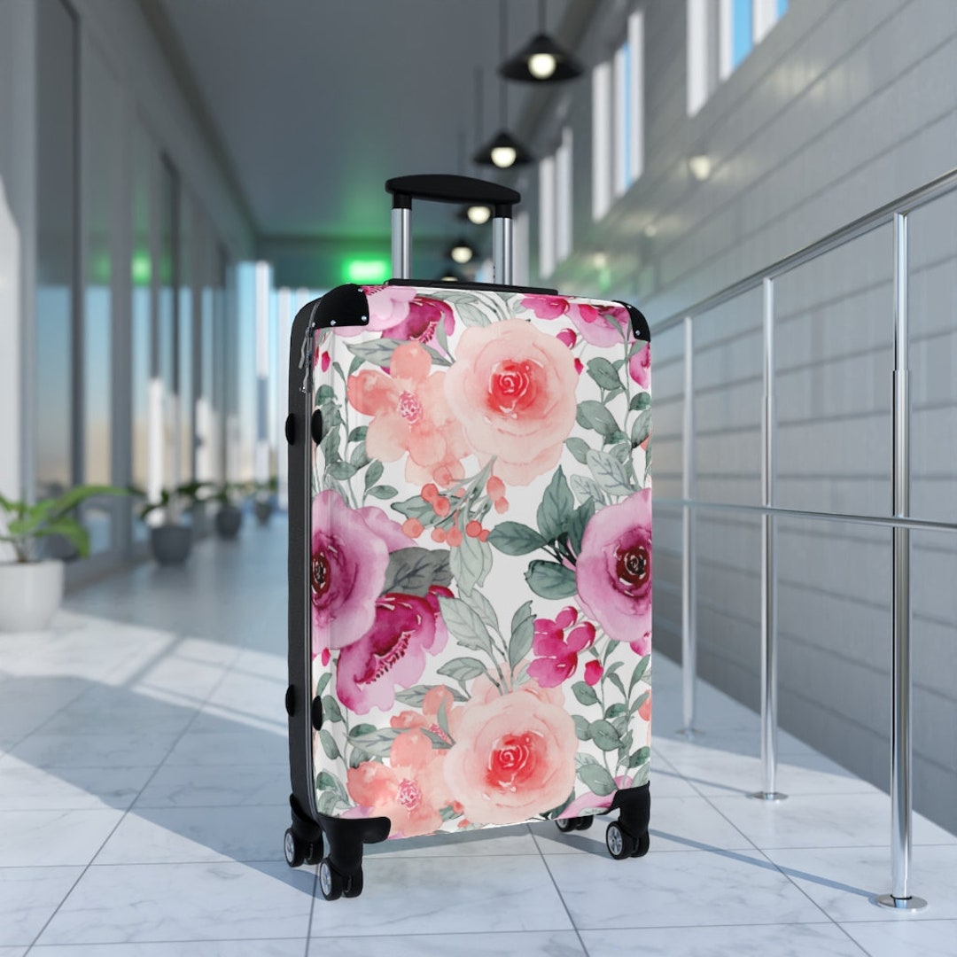 Floral Blossom Initial Suitcase: Custom Cabin Luggage - Etsy