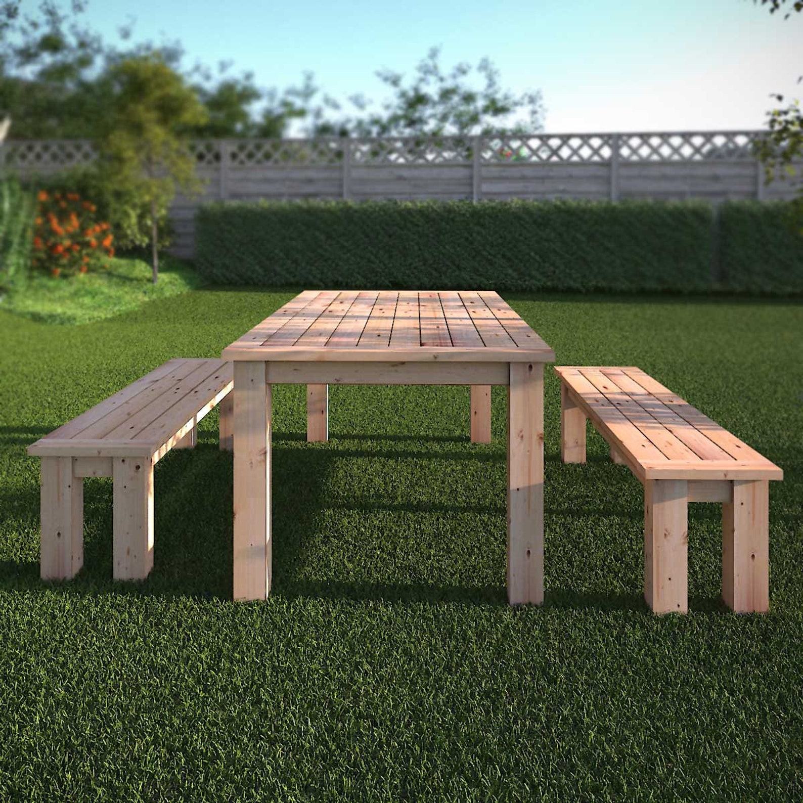 Garden Table With Bench | DIY / Construction Plan - Etsy