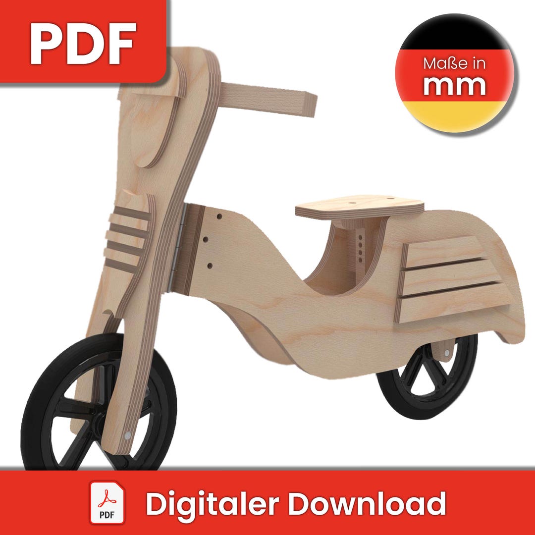 Balance Bike Scooter DIY Construction Instructions / Construction Plan ...