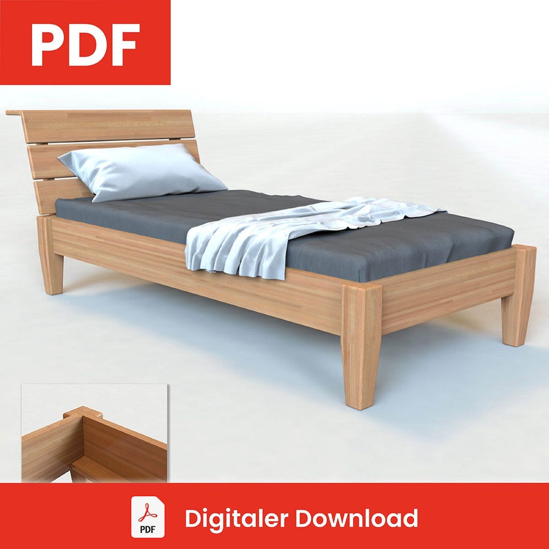Solid Wood Bed Model 2 // 90 Cm DIY Construction Instructions ...