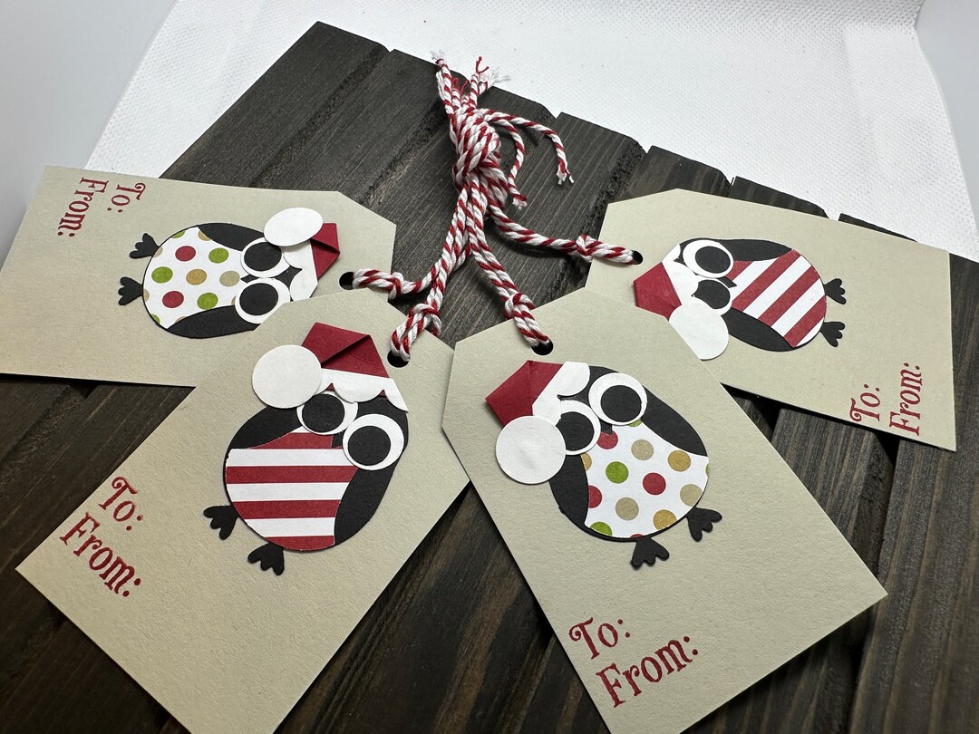 Penguin Gift Tags Christmas Gift Tags Paper Punch Art Gift Tags ...